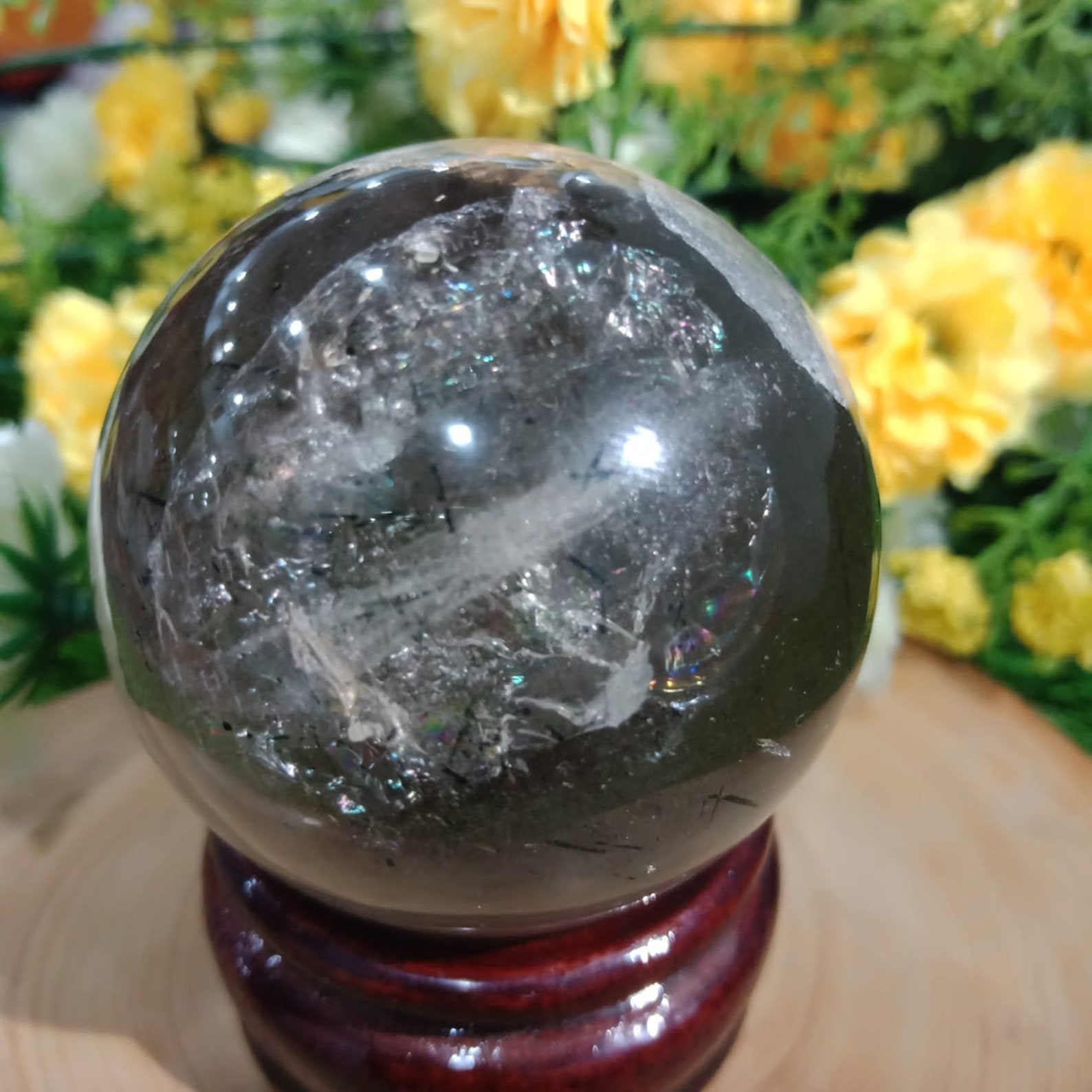 Morion Rainbow With Black Rutile Smoky Clear Quartz Stone | Etsy