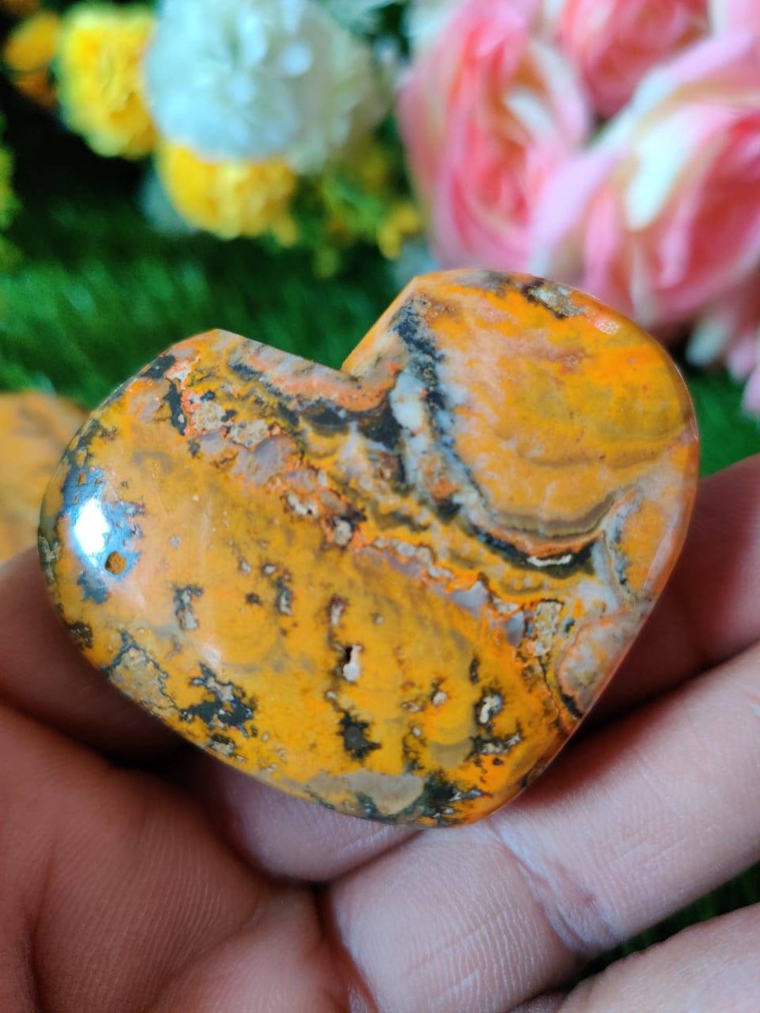 Bumble Bee Jasper Heart for Organs Healing Bumblebee Jasper Hearts for ...