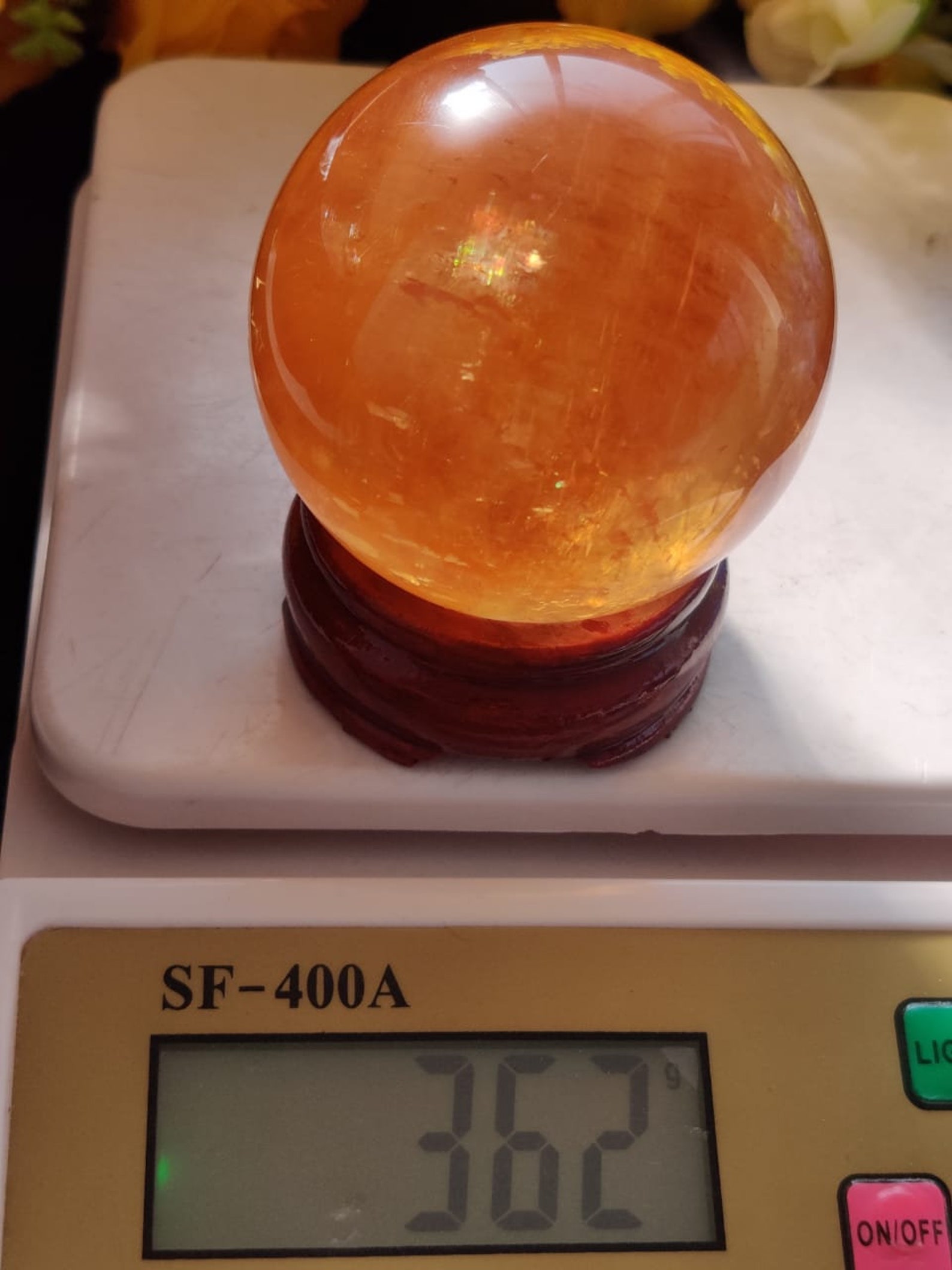 Beautiful Yellow Calcite Stone Sphere With Rainbow Throat | Etsy