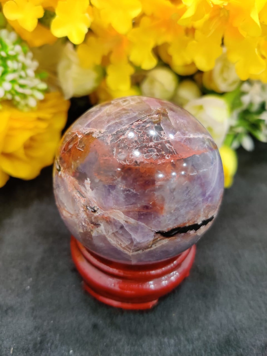 Very Rarest Auralite 23 Stone Crystal Altar Stone Sphere 308 Grams Red ...