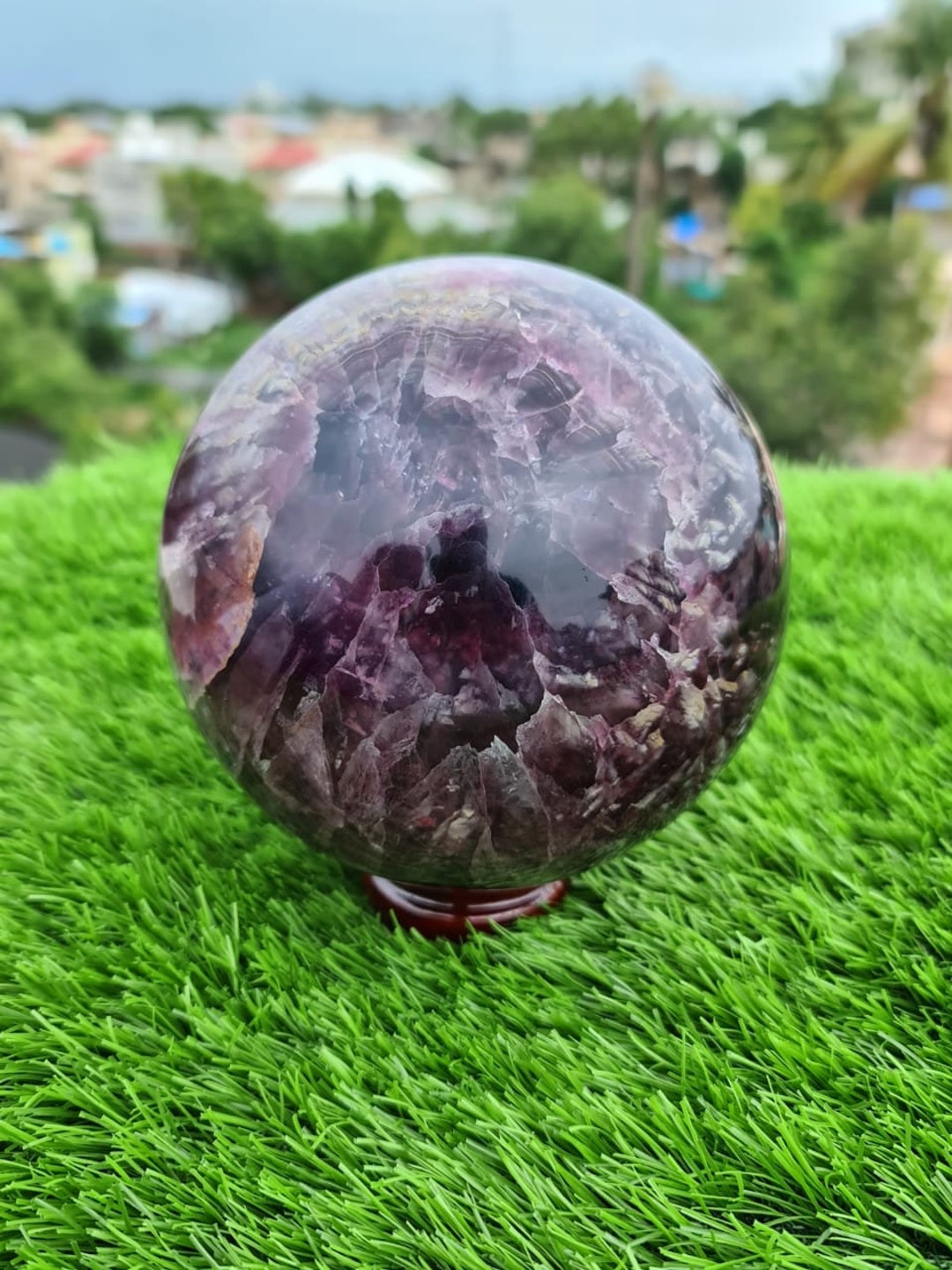 10.58 Lb Grape Agate Crystal Sphere: Reiki Chakra Healing Stone - Etsy