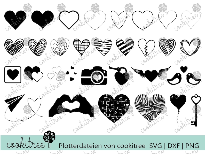 Plotterdatei Plottervorlage Plot dxf svg png Herz Herzen Liebe - Etsy.de