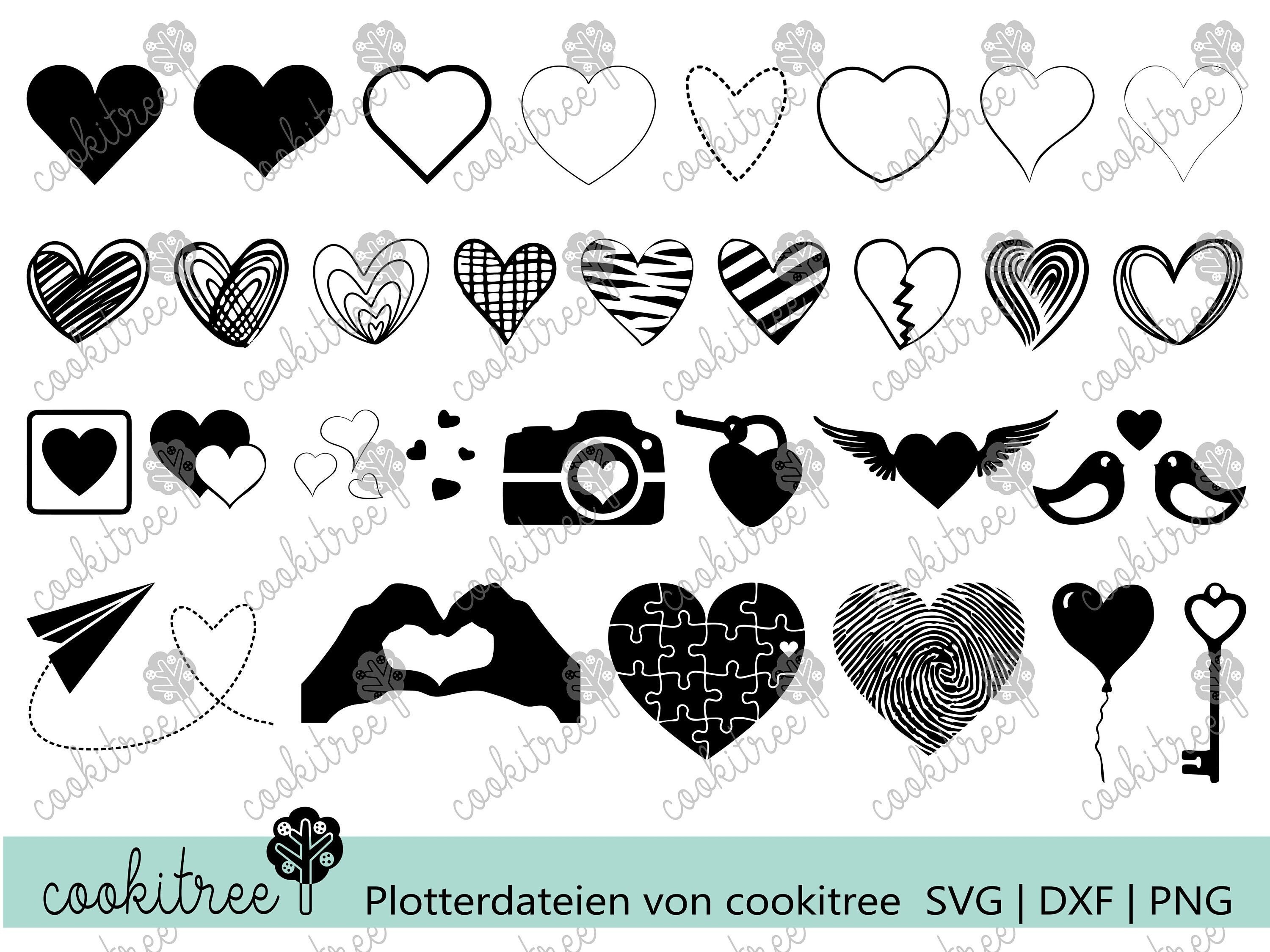 Plotter File Plotter Template Plot Dxf Svg Png Heart Hearts Love in Love Bundle Collection Warm ...
