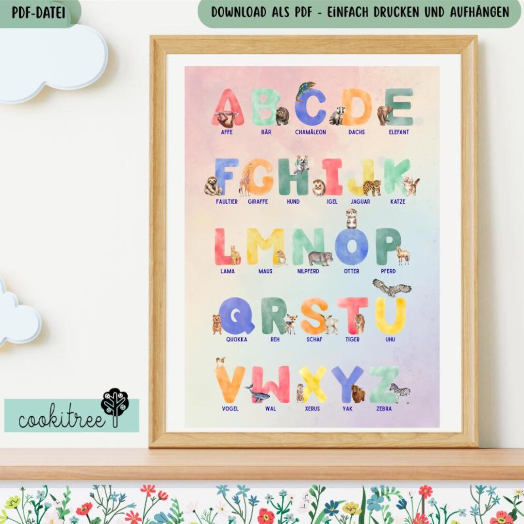 Alphabet Poster ABC Learning Poster Children's Room Rainbow Decoration ...