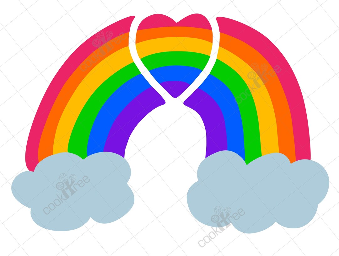 Plotter File Plot Dxf Svg Png Rainbow With Heart Cloud Rain Colorful ...
