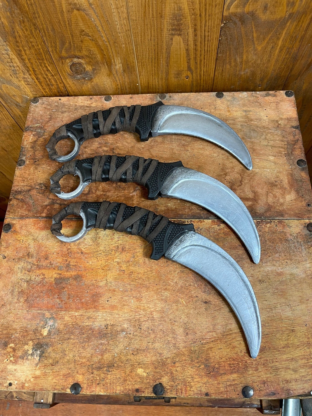 SET of 3 Foam Coreless Throwing Karambit Knives Totally Handcrafted ...