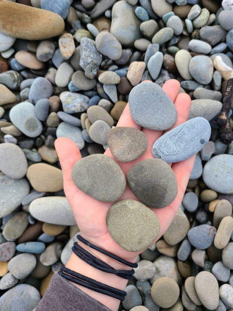Free Shipping 10 Natural Beach Stones | 1–2 Inch Flat & Tumbled Stones ...