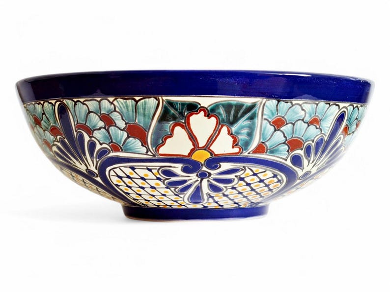 GUANAJUATO - Mexican Handpainted Washbasin Round Sink MEDIUM Talavera ...