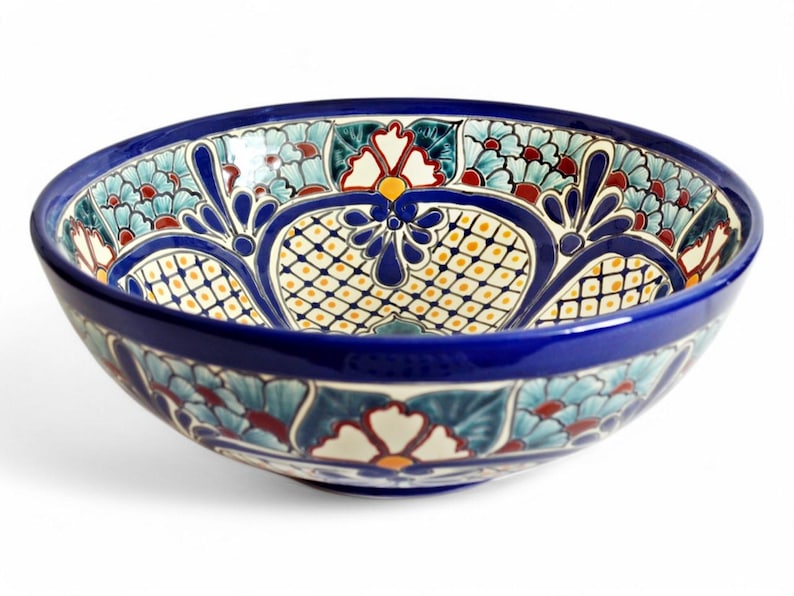 GUANAJUATO - Mexican Handpainted Washbasin Round Sink MEDIUM Talavera ...