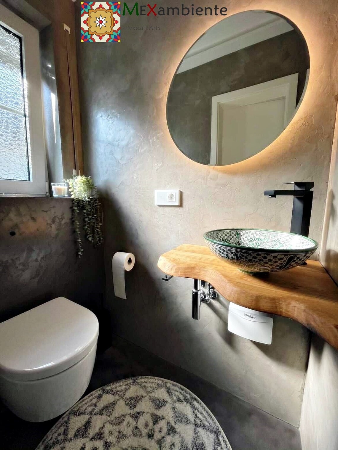 IMPERIAL - Small Mexican Washbasin Round Sink, Talavera Ceramic ...