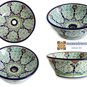 PASION Elegant Mexican Handpainted Washbasin 42 Cm Round Washbasin in ...