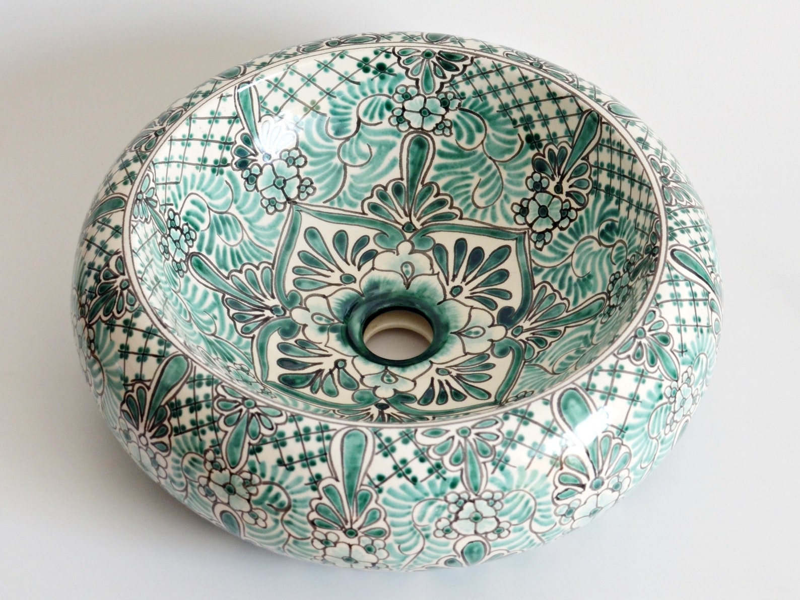 IMPERIAL Mexican Handpainted Round Washbasin Vessel Sink - Etsy