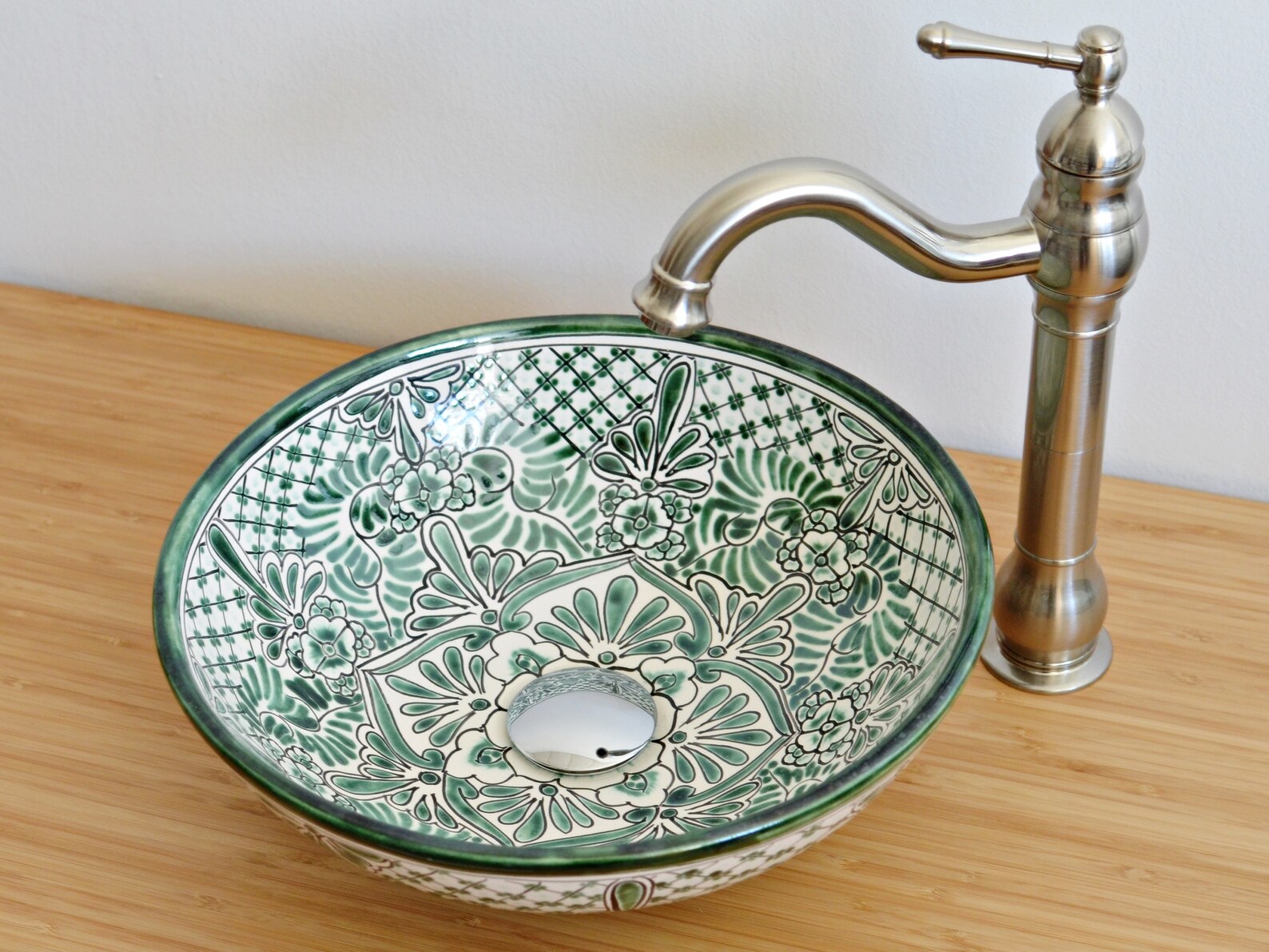 IMPERIAL - Small Mexican Washbasin Round Sink, Talavera Ceramic ...