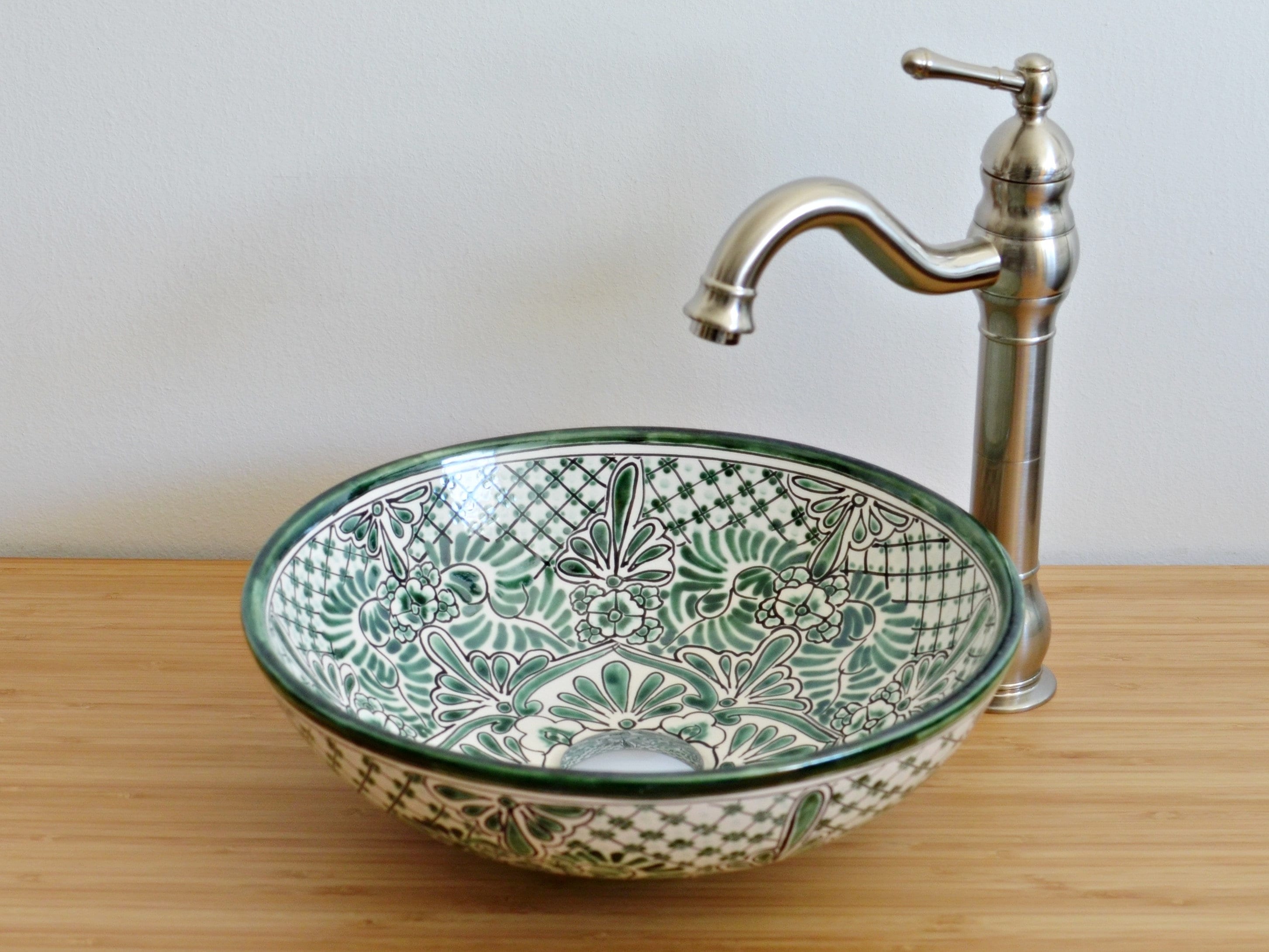 IMPERIAL - Small Mexican Washbasin Round Sink, Talavera Ceramic ...