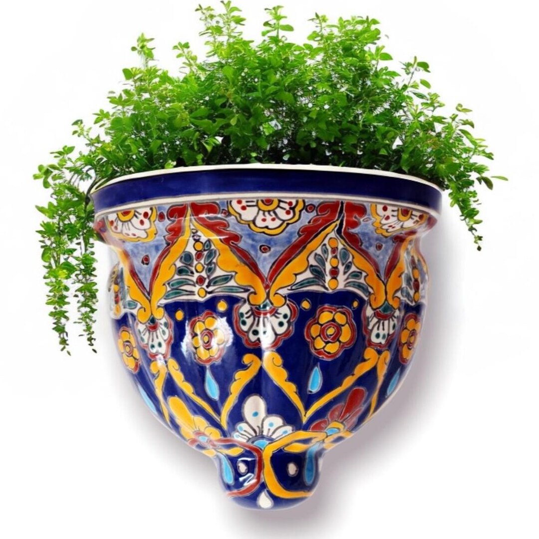 Colorful Mexico Wall Planter ACAPULCO in Talavera Design. Wall Bowl ...