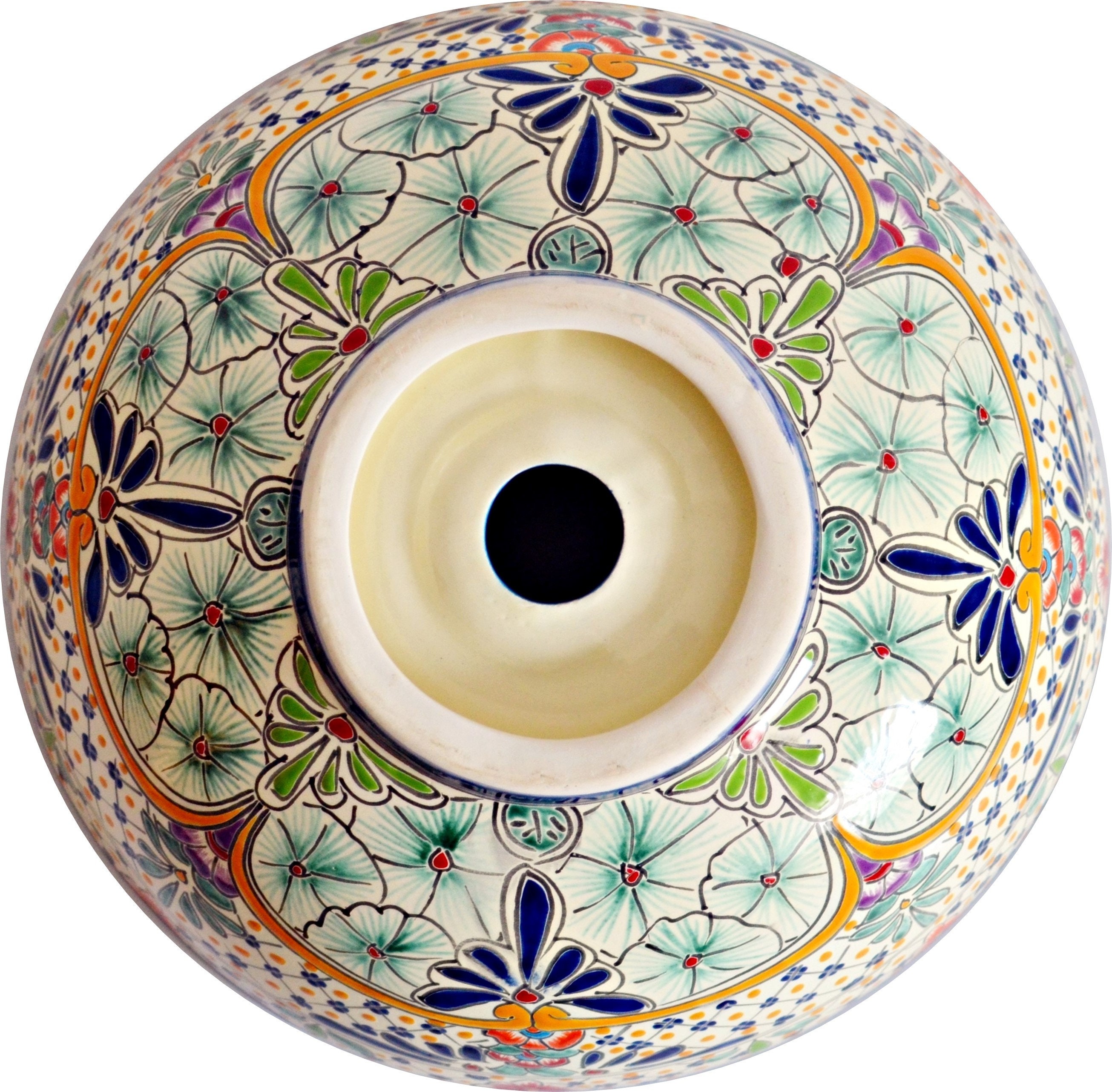 CARIBE - Mexican Handpainted Washbasin Round Sink MEDIUM Talavera ...