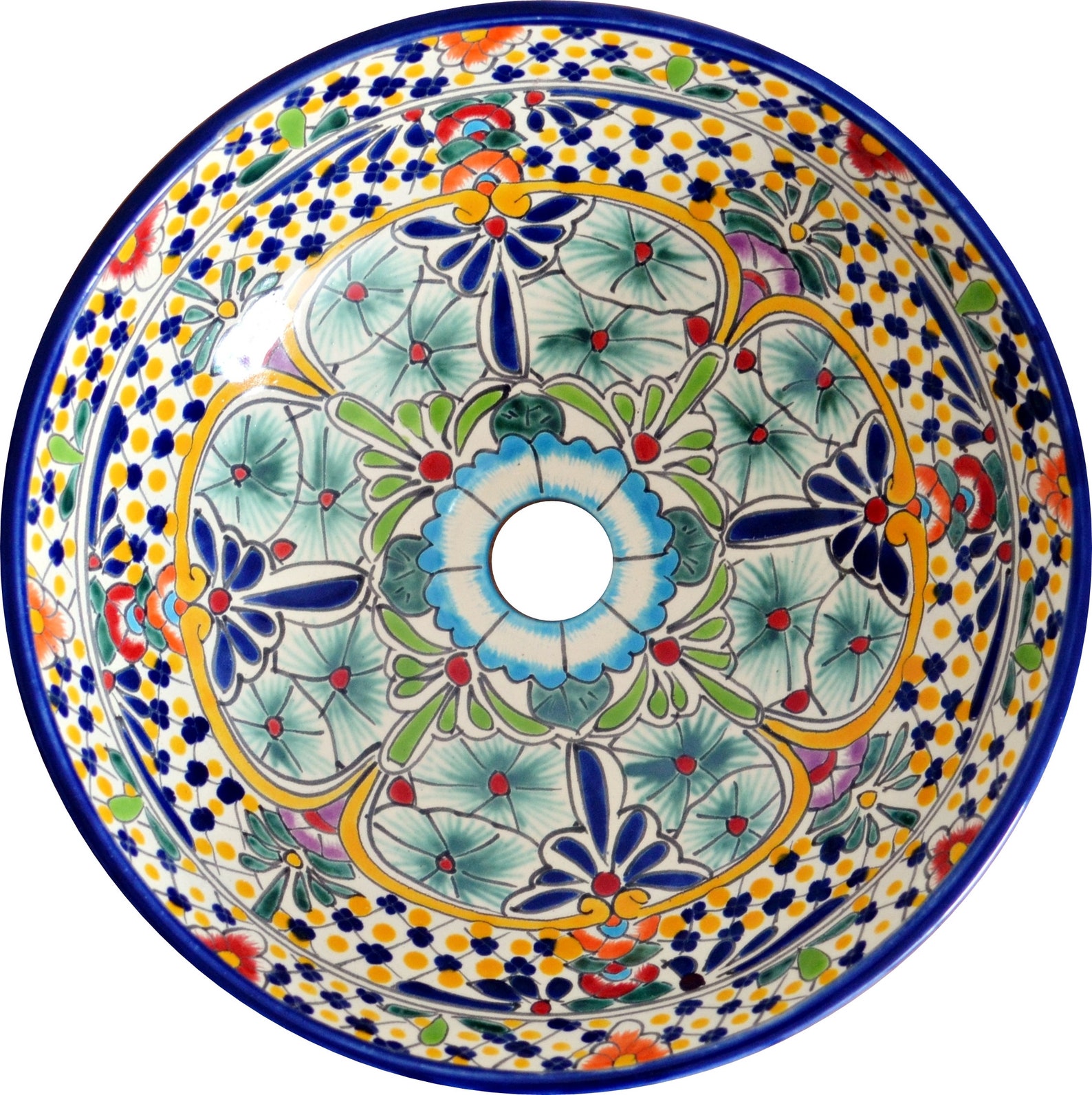 CARIBE Mexican Handpainted Washbasin Round Sink MEDIUM - Etsy