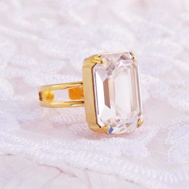 Square Crystal Ring - Etsy
