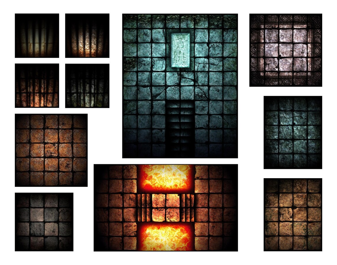 Dungeon Tiles - Rooms - Digital Download - Hi-res - Printable - Full ...