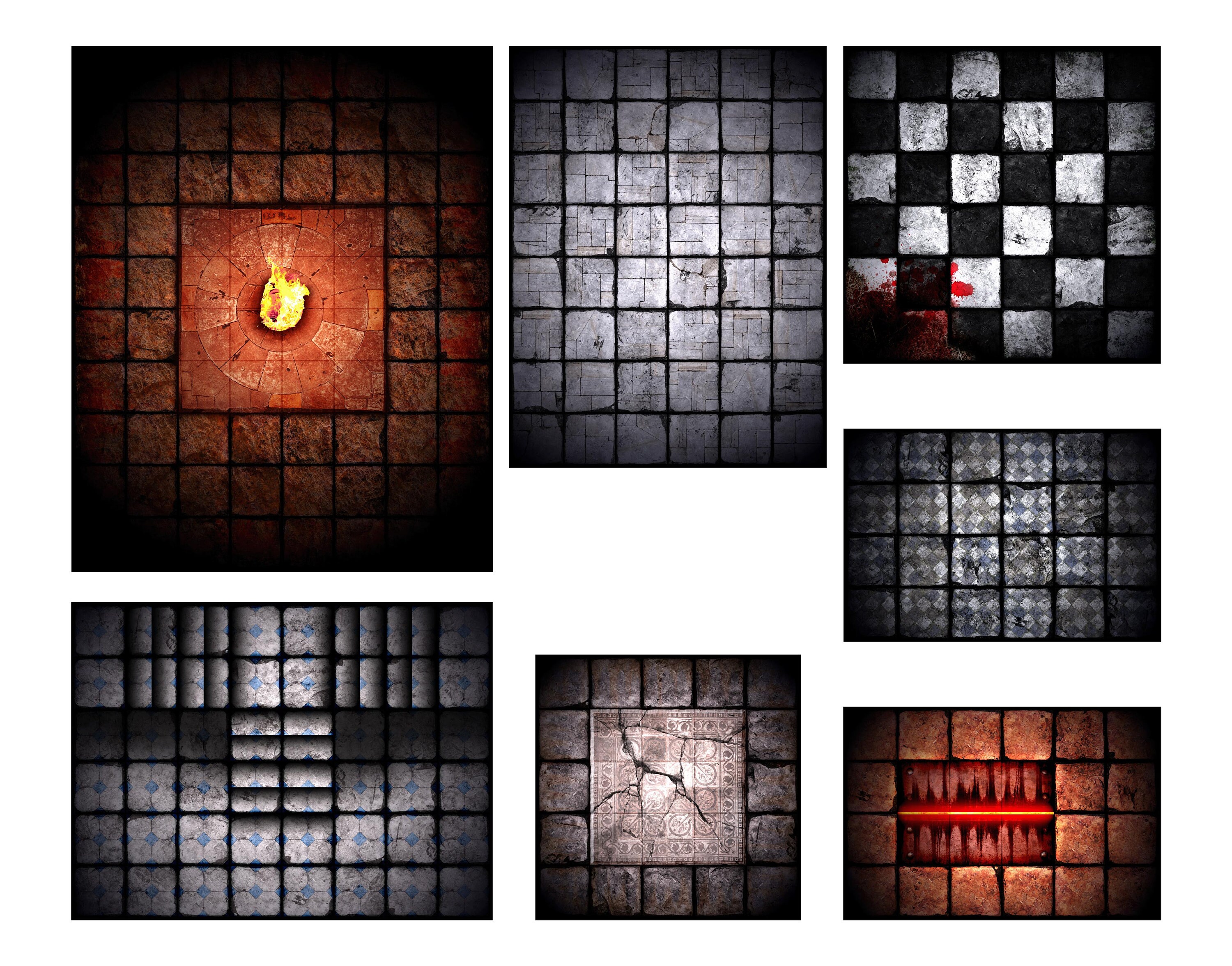 Dungeon Tiles - Rooms - Digital Download - Hi-res - Printable - Full ...