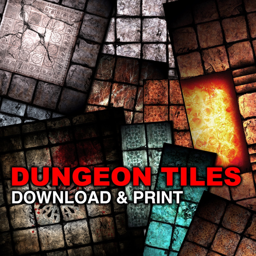 Dungeon Tiles - Rooms - Digital Download - Hi-res - Printable - Full ...