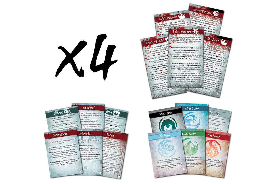 Reference Card Sets X4 - L5R RPG - Legend of the Five Rings - Etsy