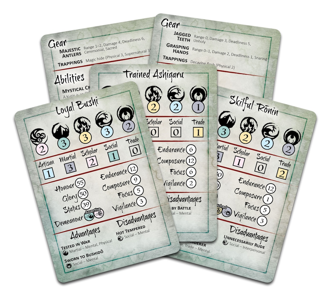 NPC Reference Card Set - L5R RPG - Legend of the Five Rings - Etsy