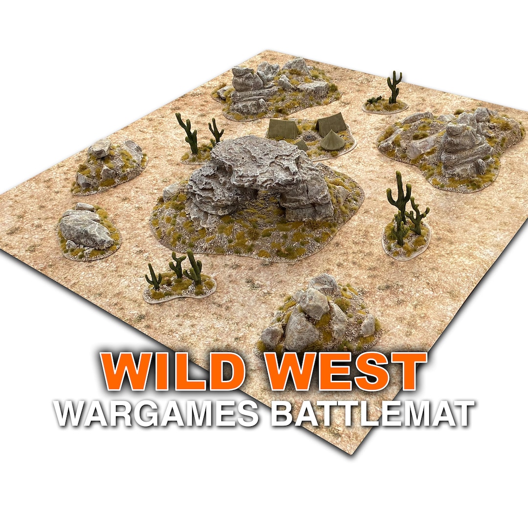 36" X 36" Wild West Desert and Town Wargaming Battlemat - Neoprene Mat ...