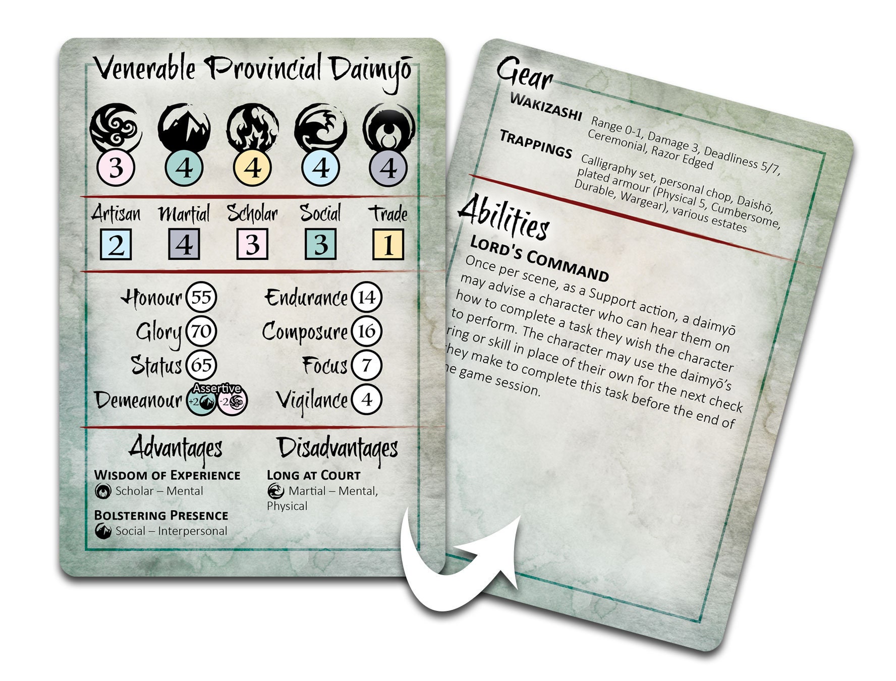 NPC Reference Card Set L5R RPG Legend of the Five Rings - Etsy UK