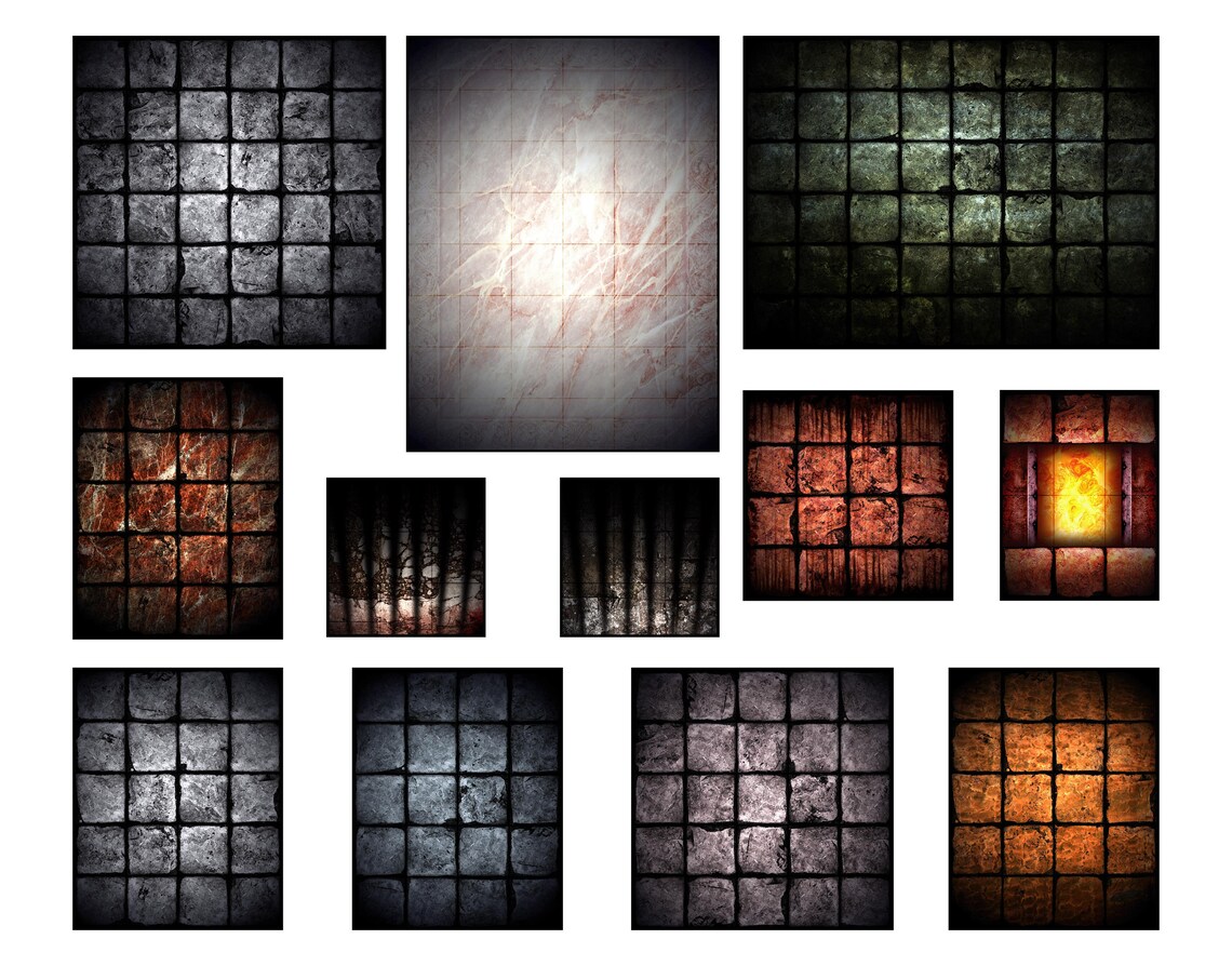 Dungeon Tiles - Rooms - Digital Download - Hi-res - Printable - Full ...
