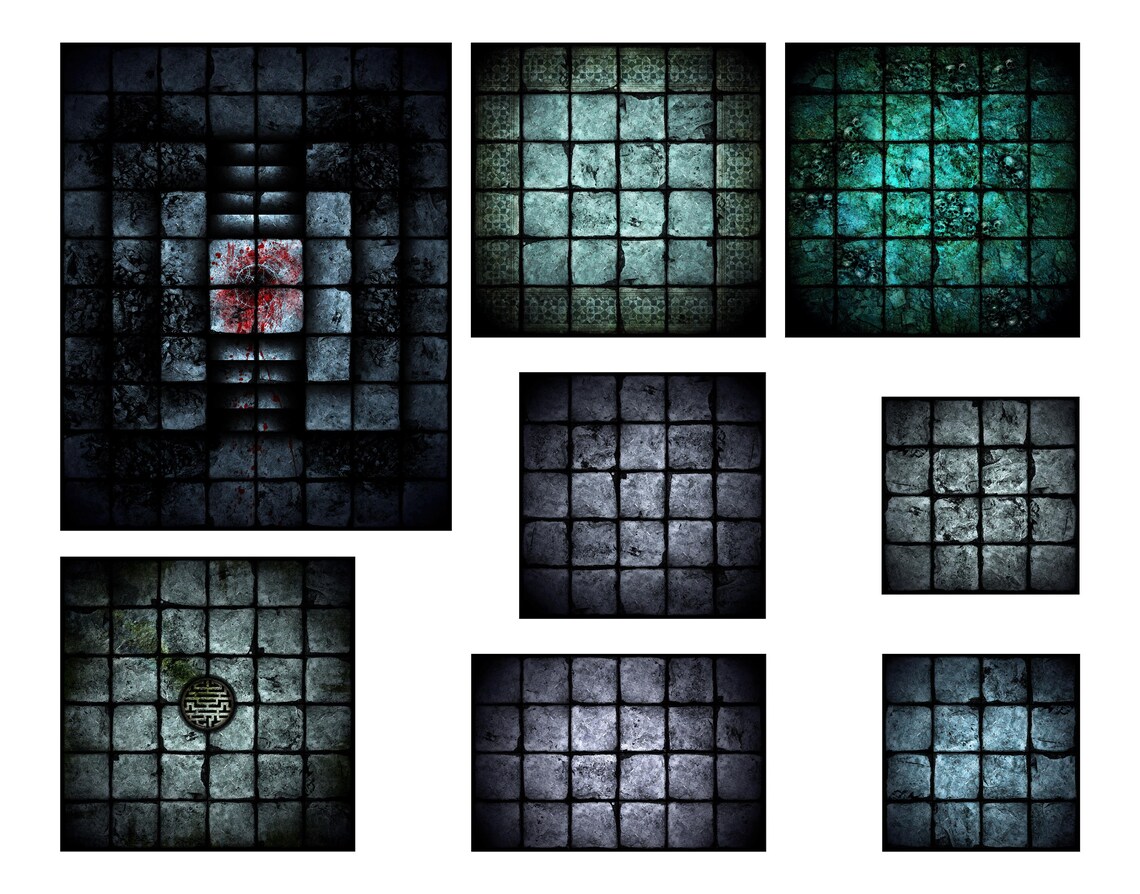 Dungeon Tiles - Rooms - Digital Download - Hi-res - Printable - Full ...