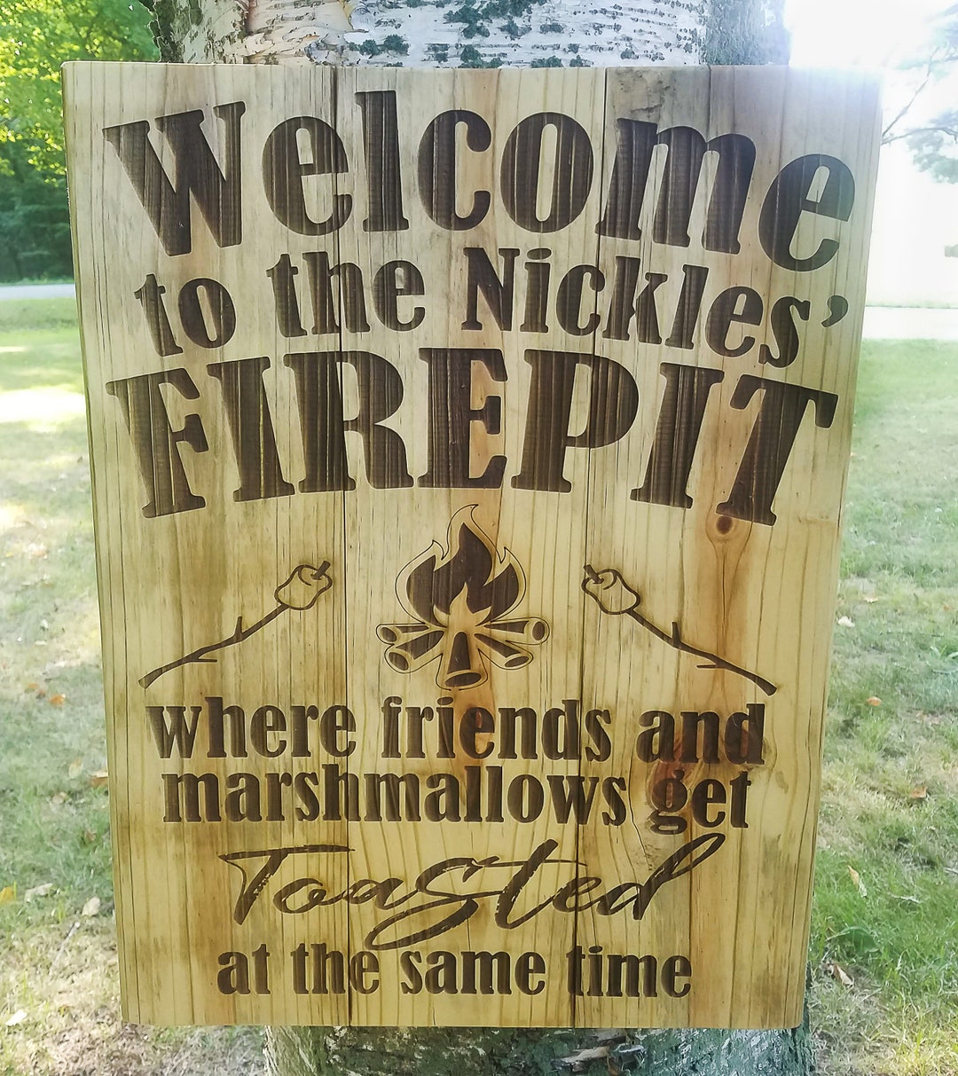 Custom Firepit Sign - Outdoor Engraved - Etsy