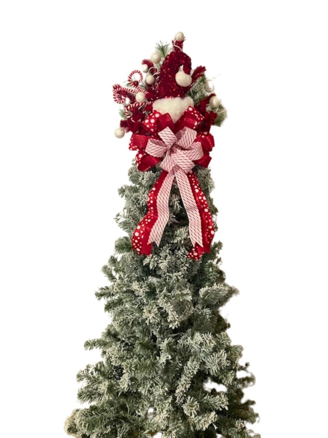 CHRISTMAS TREE TOPPER Red and White Tree Topper Holiday Tree Topper ...