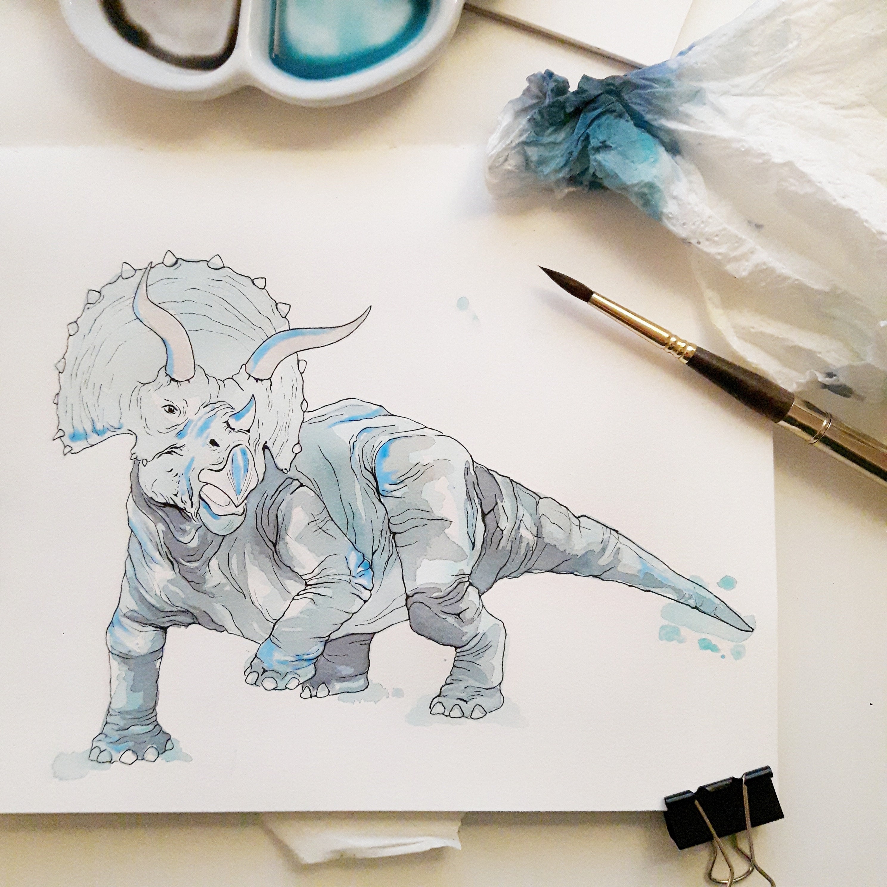 TRICERATOPS DINOSAUR / Dino / Fine-art-print / Giclée Print / - Etsy