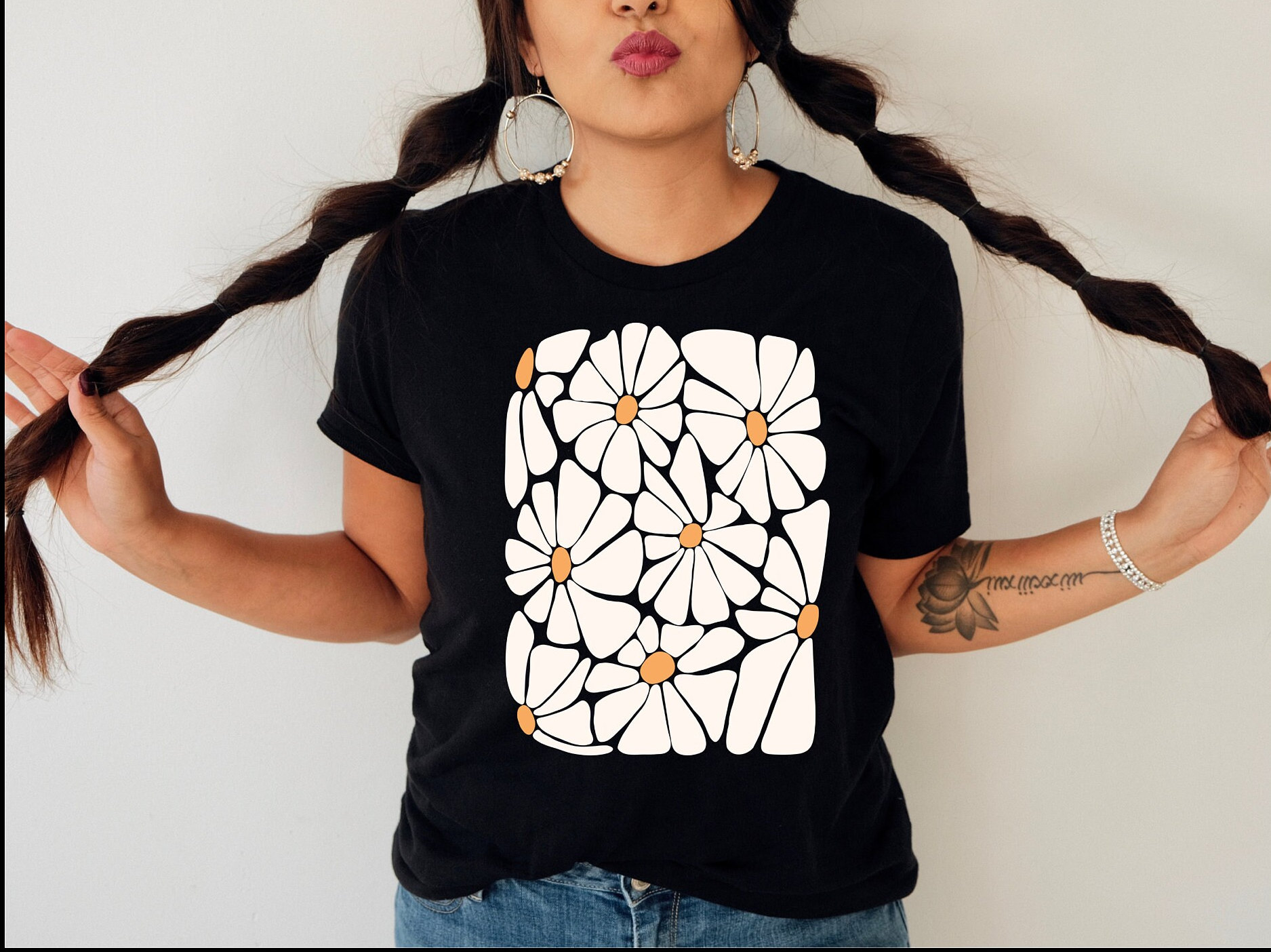Retro Tshirt Flower Boho Tee Nostalgic Shirt Vintage Style - Etsy