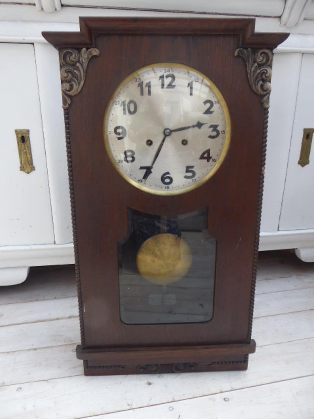 Antique Wall Clock, Regulator - Etsy