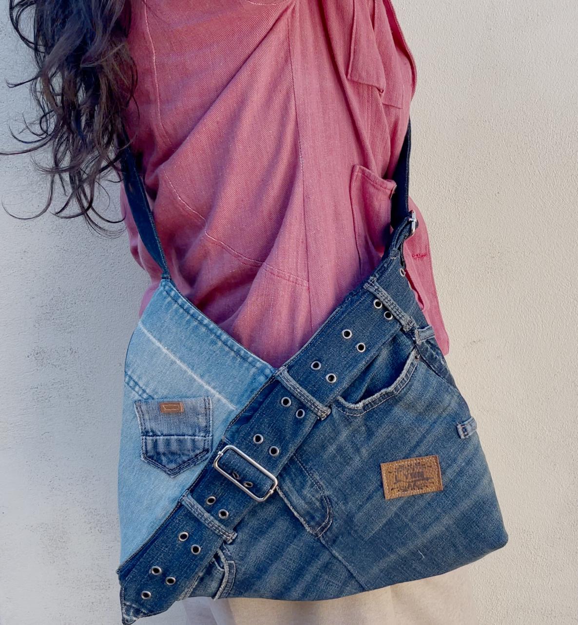 Denim Triangle Shape Crossbody Bag - Etsy