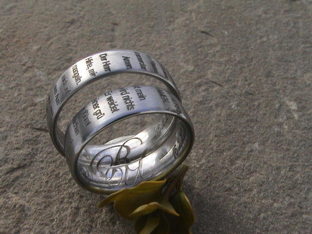 Wedding Rings, Stainless Steel or Titanium, With Engravings, Poems ...