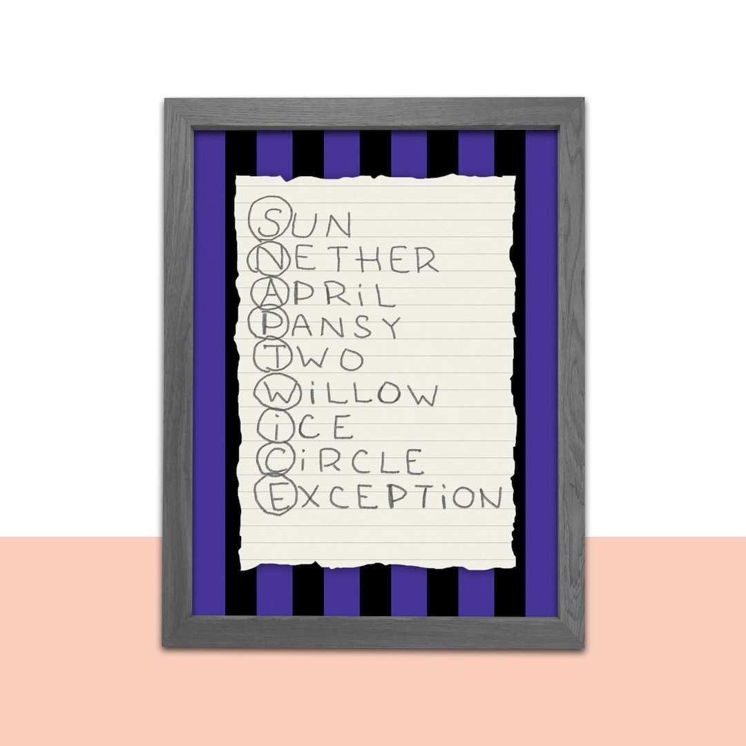 Printed Inspired Wednesday Addams Art Print || Snap Twice || Nevermore ...
