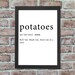 Printed Lord of the Rings Potatoes Art Print Samwise Gamgee Taters ...