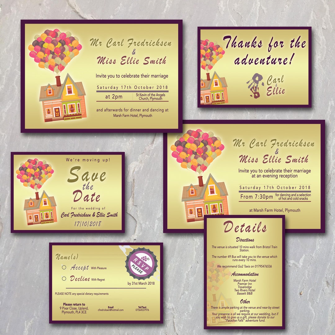 Inspired Disney Pixar up Wedding Invitation Silver Package ...