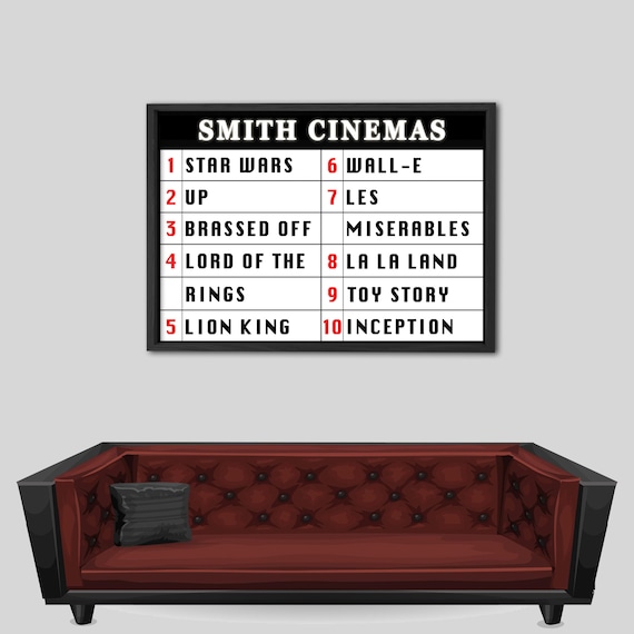 Digital Personalised Cinema Movie Sign Cinema Room Home | Etsy