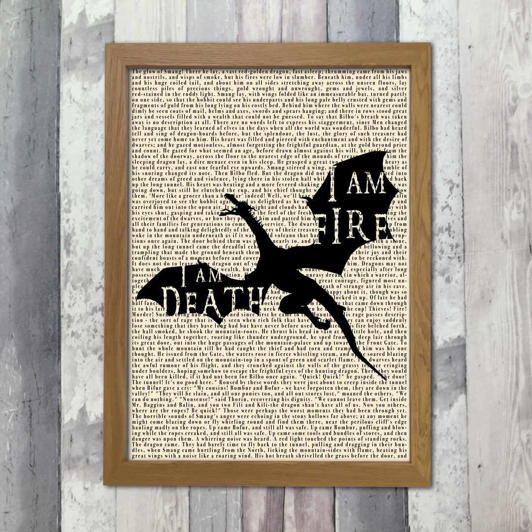 Digital Inspired the Hobbit Art Print Desolation of Smaug Fire Death ...