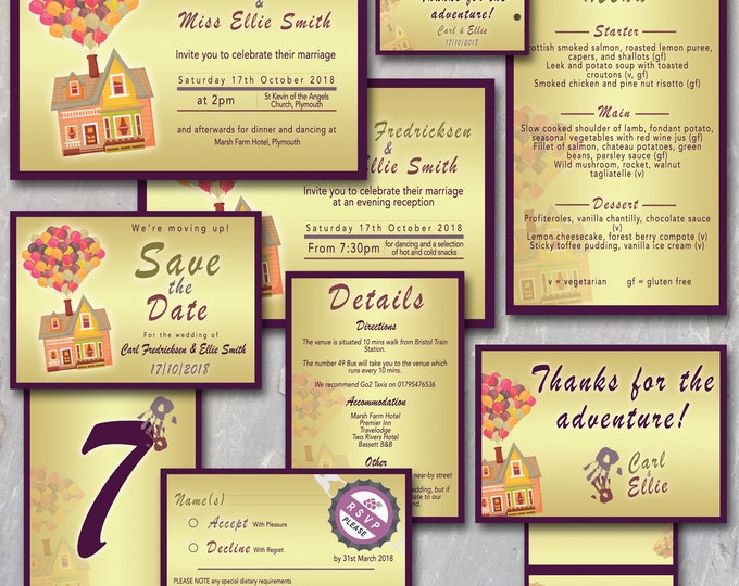 Inspired Disney Pixar up Wedding Invitation Gold Package ...