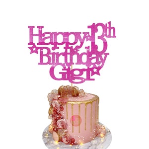 Happy 7th Birthday Cake Topper – Gold Blue Pink Sparkling Glitter Party ...