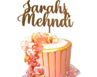 Mehndi Personalised Cake Topper Various Sizes & Colours - Etsy