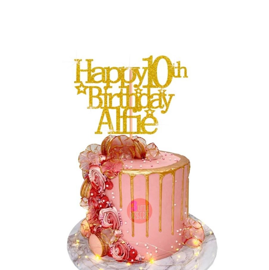 10th Birthday Cake Topper, Acrylic or Glitter Cardstock, Ten Cake ...