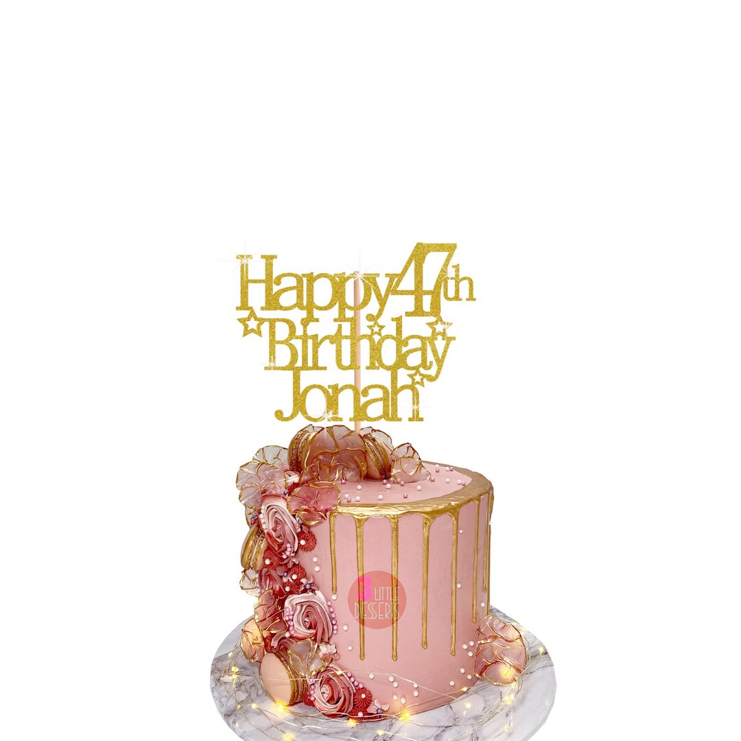 Happy 47th Cake Topper, 47th Birthday, 47th Glitter Topper, 47th ...