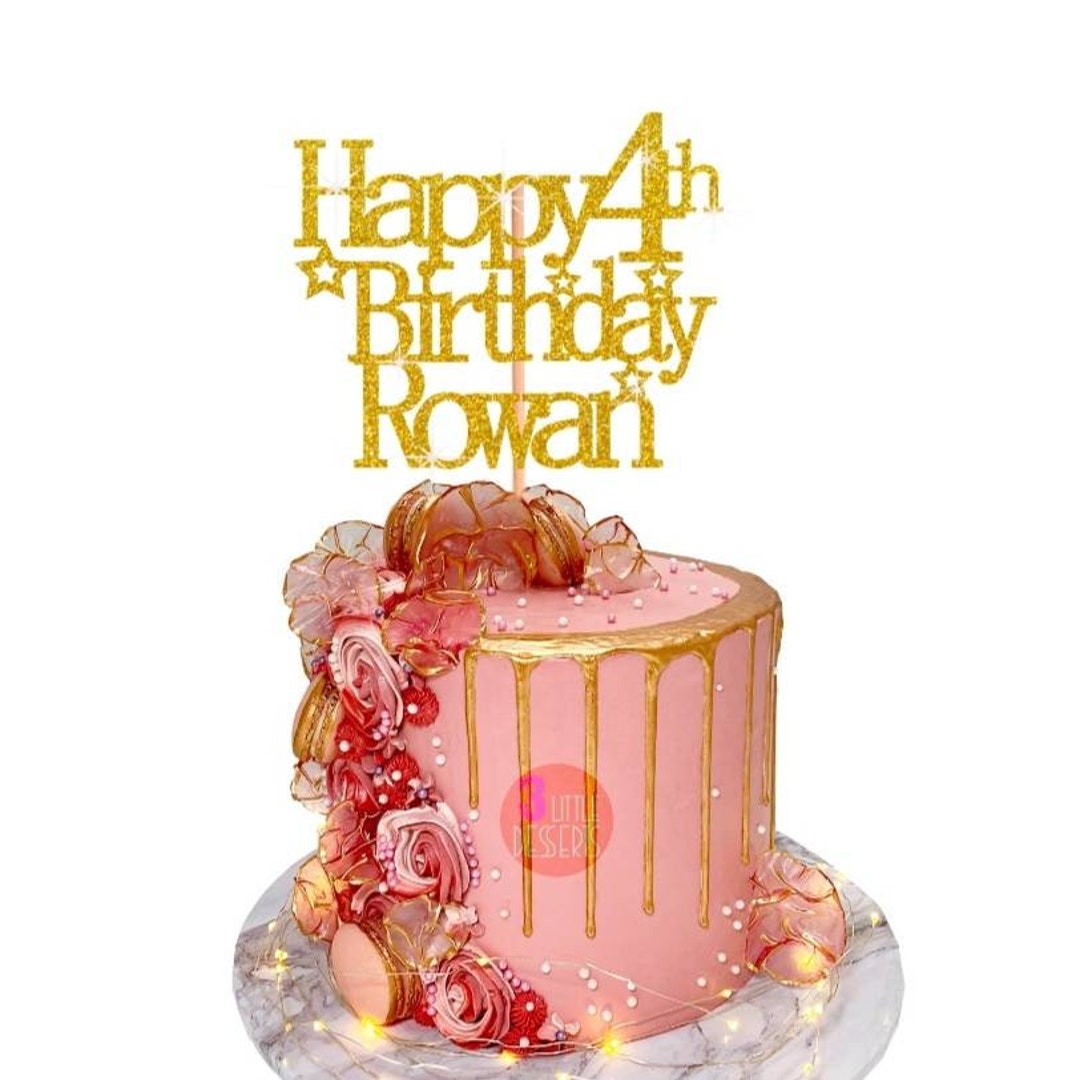 Happy 4th Birthday Cake Topper, Fourth Birthday Topper, 4th Birthday ...