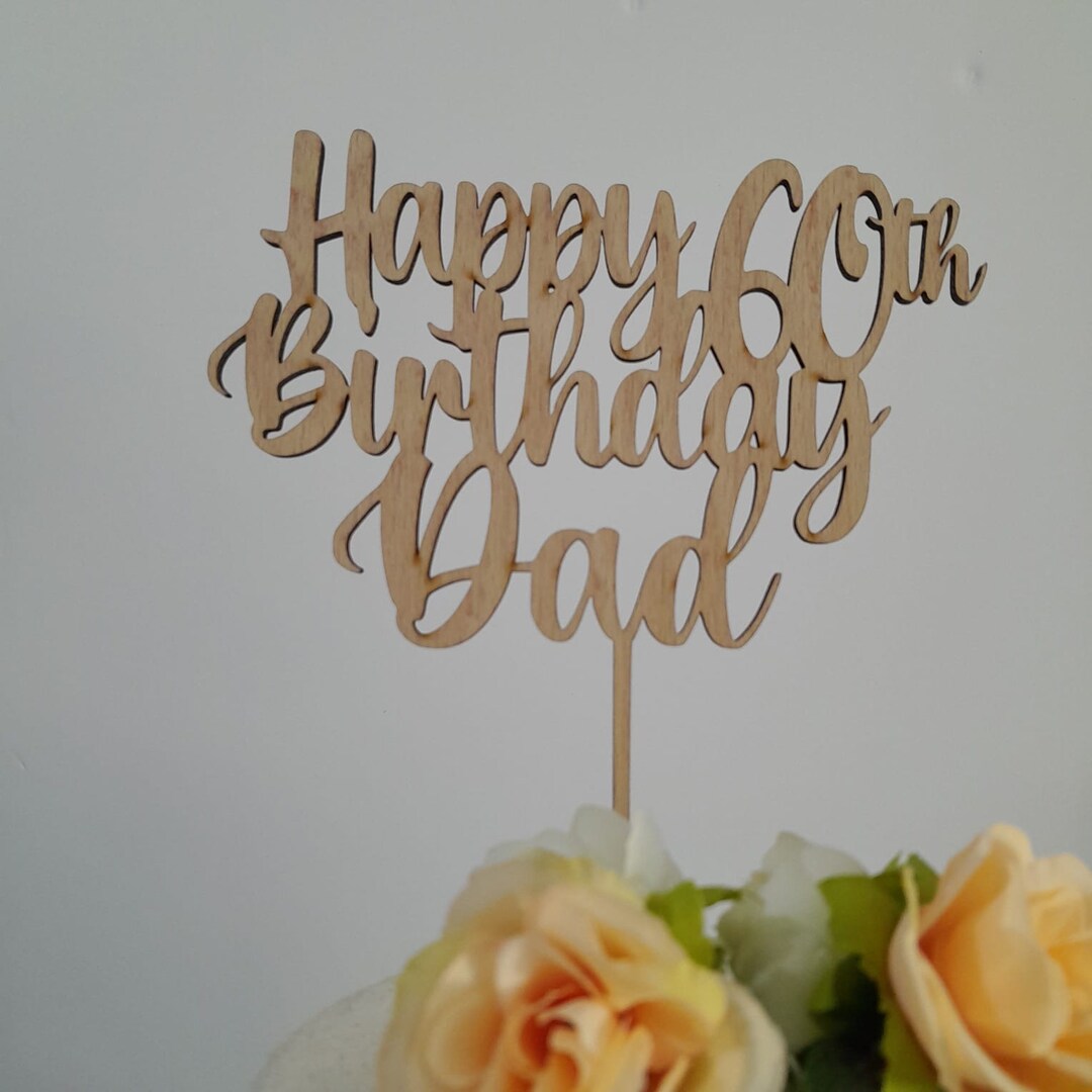 Buy Personalized Wooden 60th Birthday Cake Decoration for Dad Custom ...